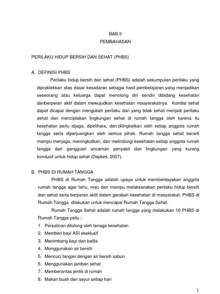 10 Indikator PHBS | PDF