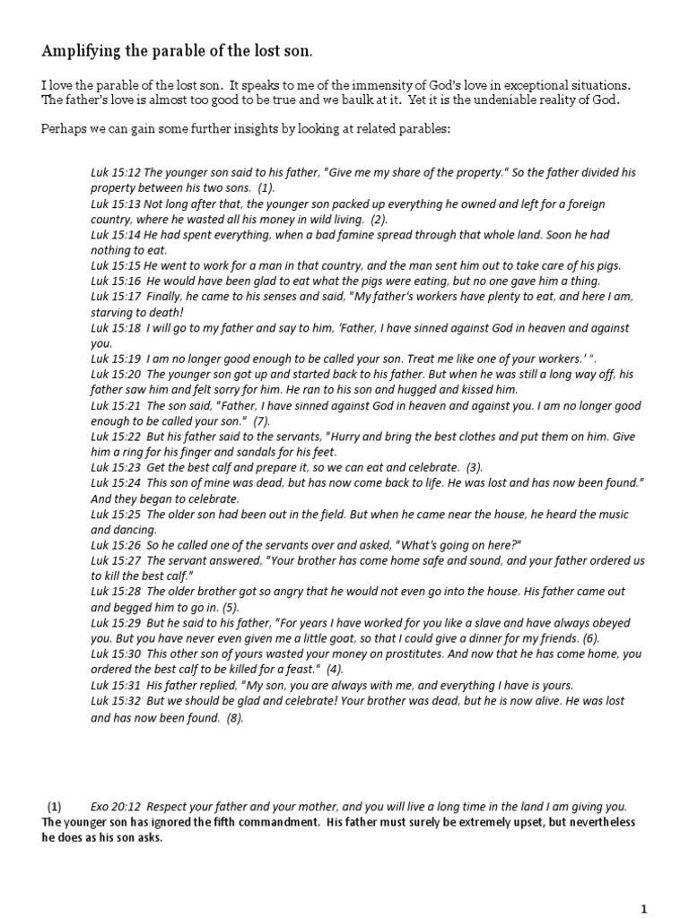 Amplifying The Parable of The Lost Son | PDF | Parables Of Jesus ...