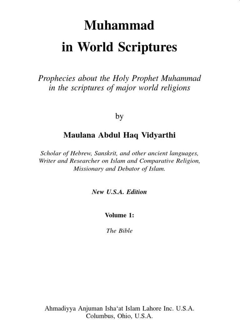 Muhhamad Pbuh in World Scripture by Maulana Abdual Haq Vidharthi | PDF ...