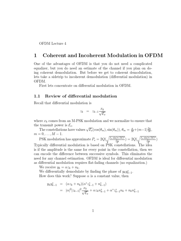 1 Coherent and Incoherent Modulation in OFDM: 1.1 Review of ...