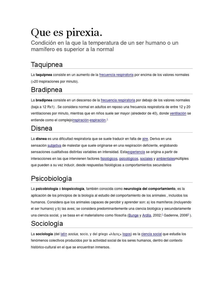 Definición de Pirexia y Frecuencia Respiratoria | PDF | Método ...