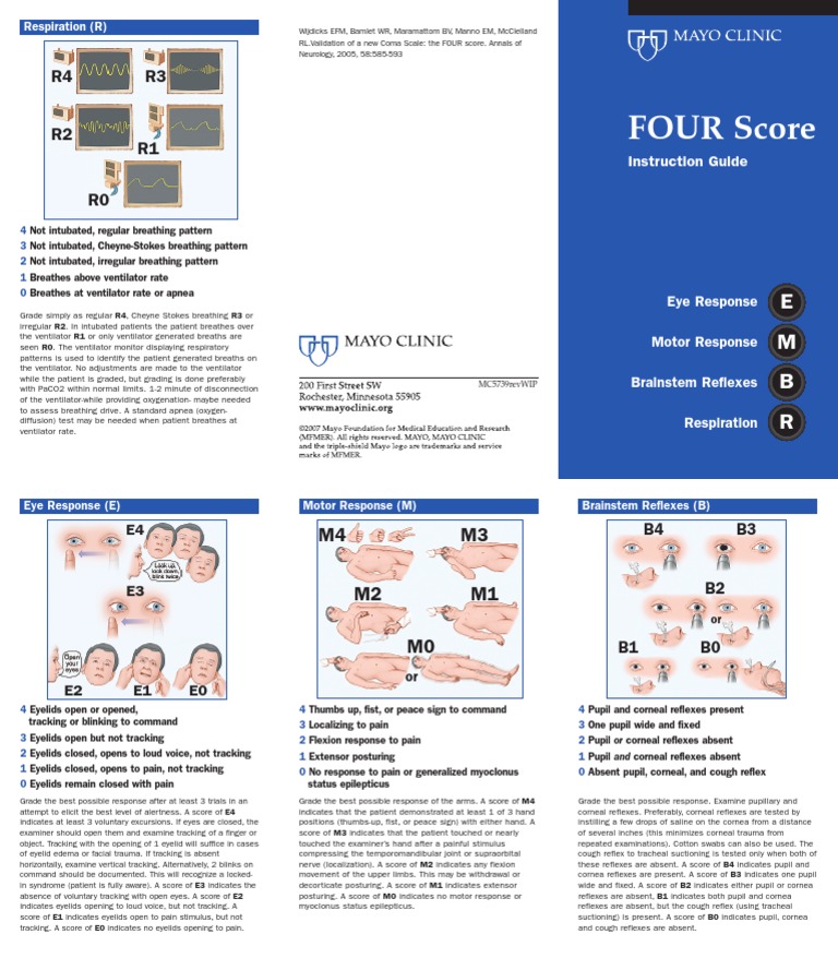 FOUR Score Neurological Assessment Guide | PDF | Cornea | Coma