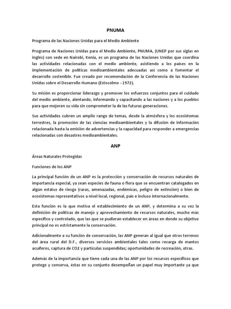 PNUMA | PDF | Programa del Medio Ambiente de las Naciones Unidas ...