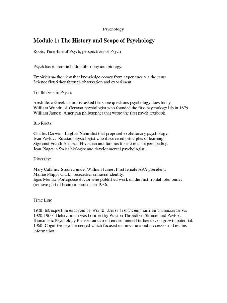 History and Scope of Psychology | PDF | Behaviorism | Psychology