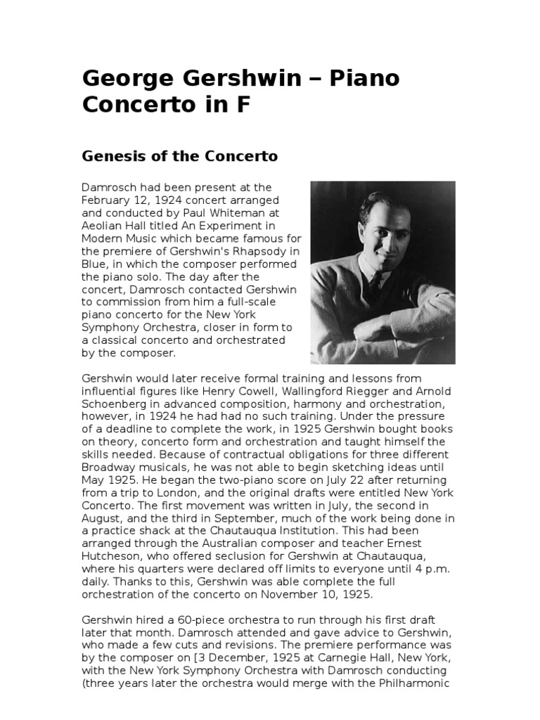 George Gershwin's Concerto in F | PDF | Classical Compositions ...