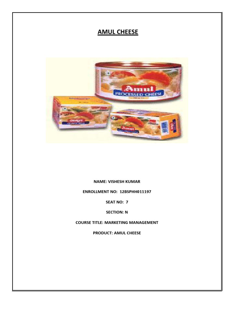 Amul Cheese Marketing Mix | Cheese | Retail