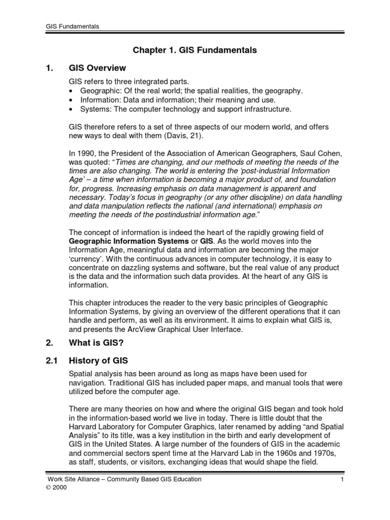 Chapter 1. GIS Fundamentals 1. GIS Overview: Geographic Information ...