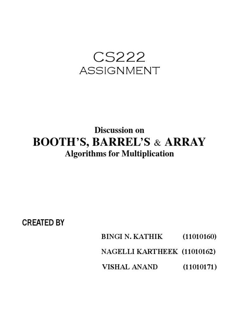 Booth's, Barrel's and Array Multiplication | PDF | Multiplication ...