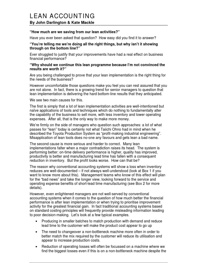 Lean Accounting Article 0703 | PDF | Debits And Credits | Inventory