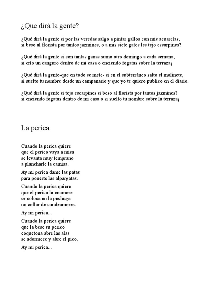 La Perica: Canción y Letras | PDF