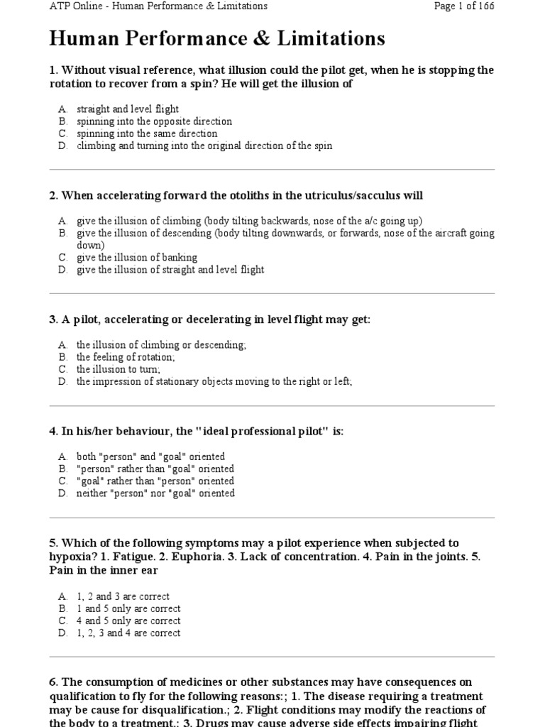 040 Human Performance & Limitations - V2+v3 - 31OUT09 | PDF | Hypoxia ...