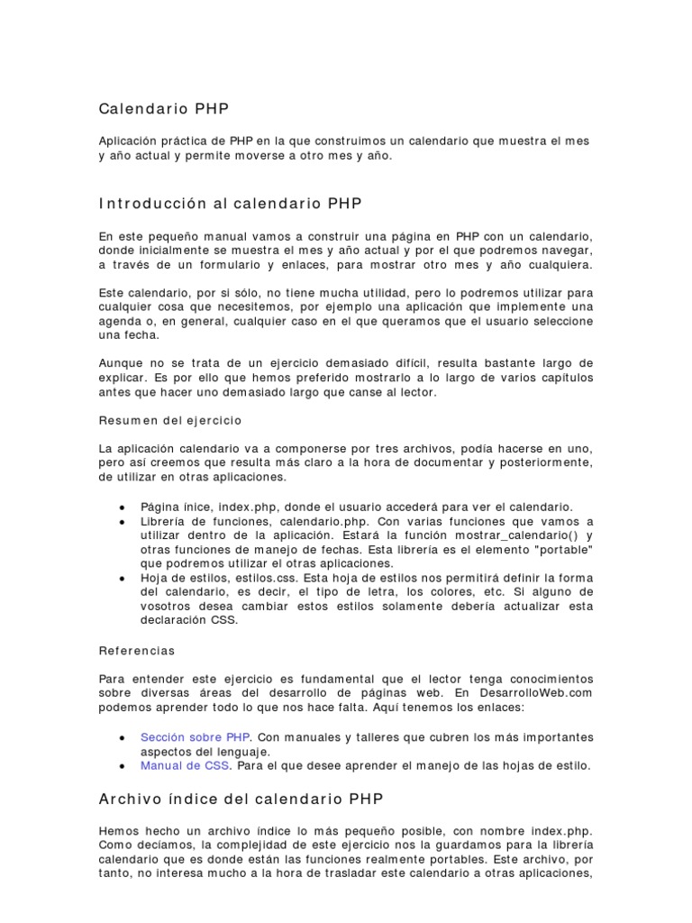 Calendario PHP | PDF | Script Java | Calendario