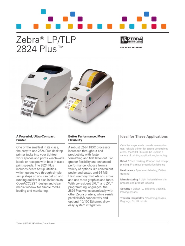 Zebra LP/TLP 2824 Plus™: A Powerful, Ultra-Compact Printer Better ...