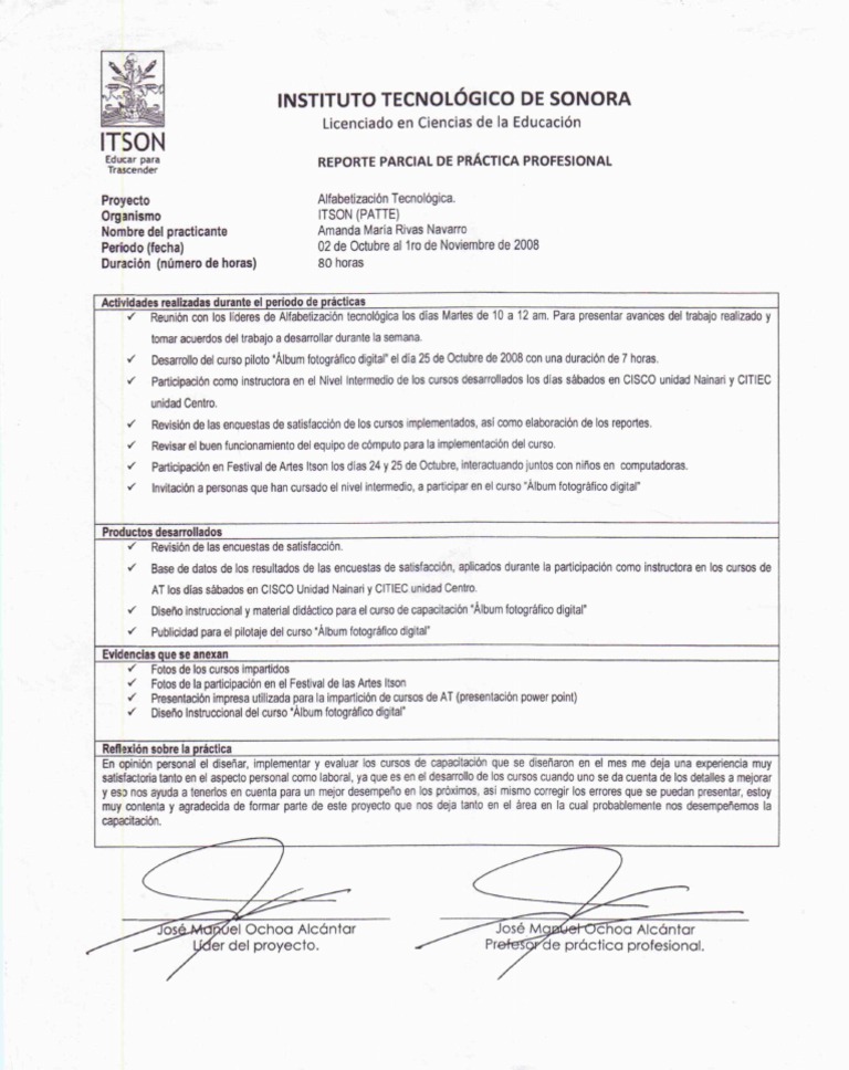 Reporte De Practicas Profesionales Pdf