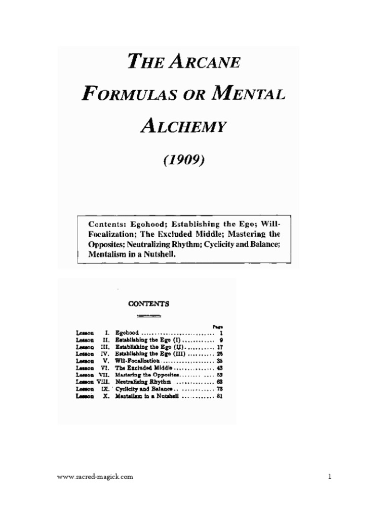 The Arcane Formulas or Mental Alchemy | PDF