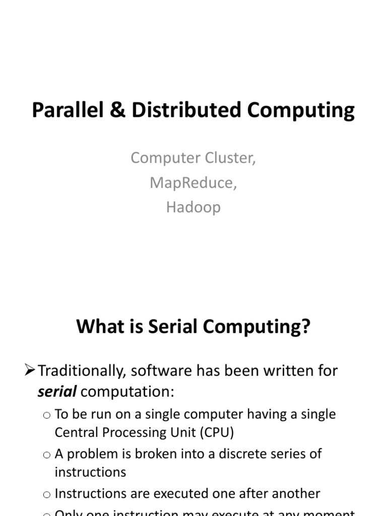 Parallel & Distributed Computing | PDF | Map Reduce | Computer Cluster Parallel & Distributed Computing | PDF | Map Reduce | Computer Cluster