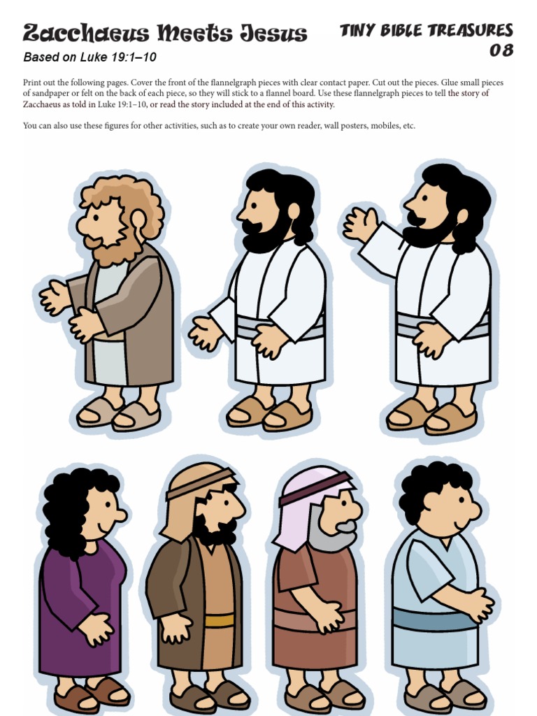 204c_Tiny Bible Treasures 08_Zacchaeus Meets Jesus_flannelgraph_color