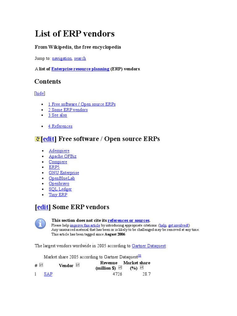 Top ERP Vendors Overview | PDF | Enterprise Resource Planning | Oracle ...