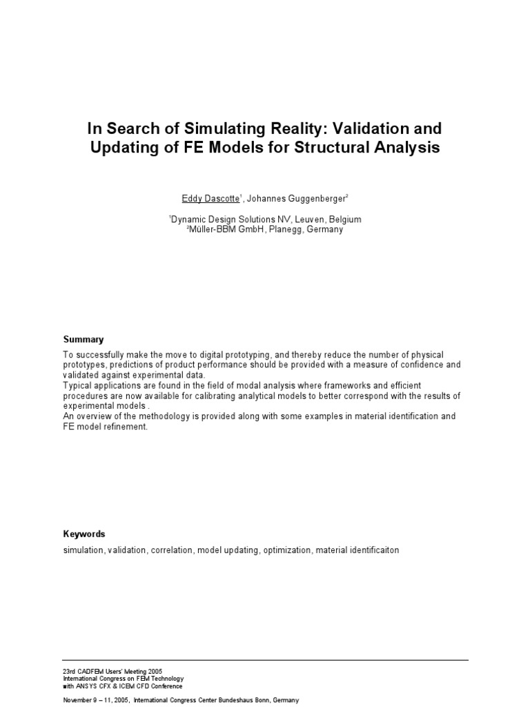 Validation and Updating of FE Models For Structural Analysis | PDF ... Validation and Updating of FE Models For Structural Analysis | PDF ...