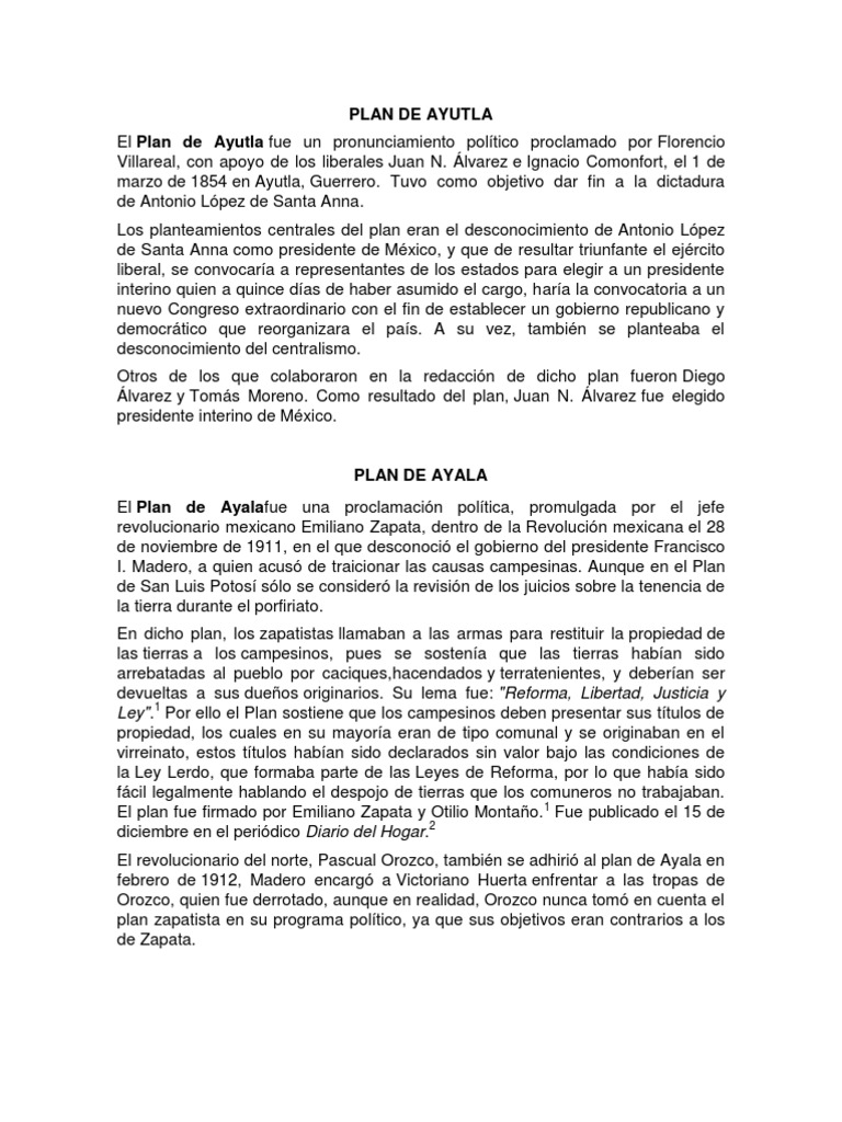 Plan de Ayutla | PDF | Politica de mexico | México