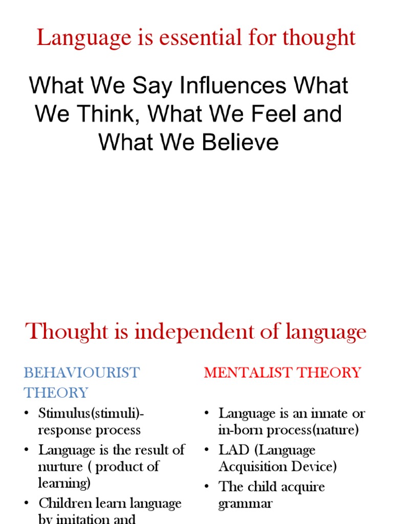 Language and Thought: Theories Explained | PDF | Language Acquisition ...