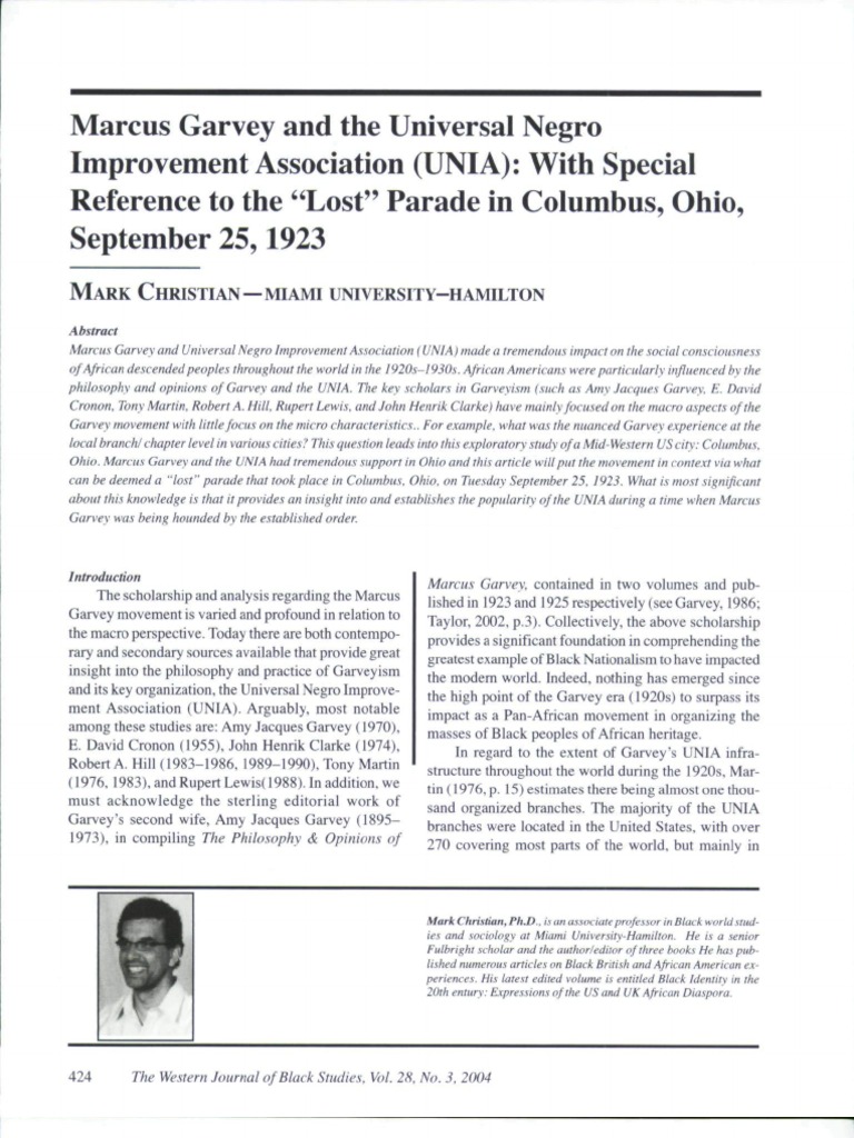 Marcus Garvey and The Universal Negro Improvement Association (UNIA ...