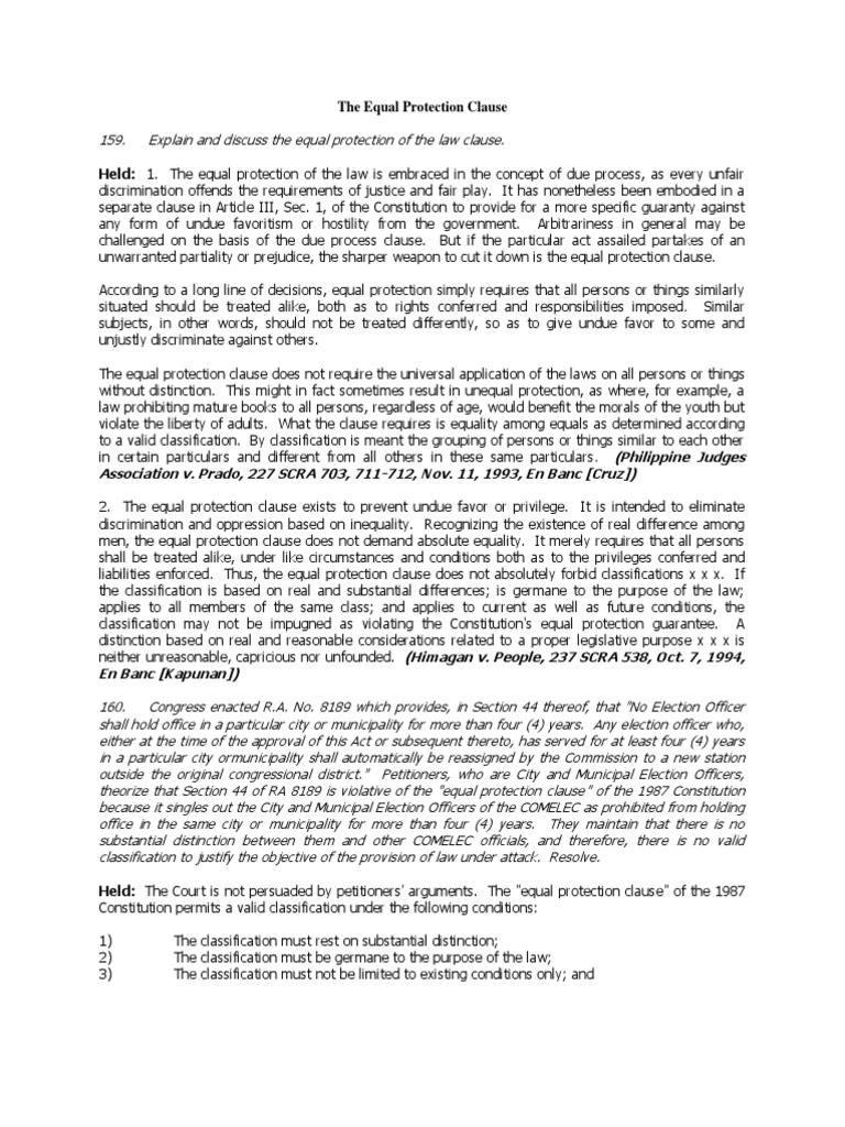 Equal Protection | PDF | Equal Protection Clause | Employment