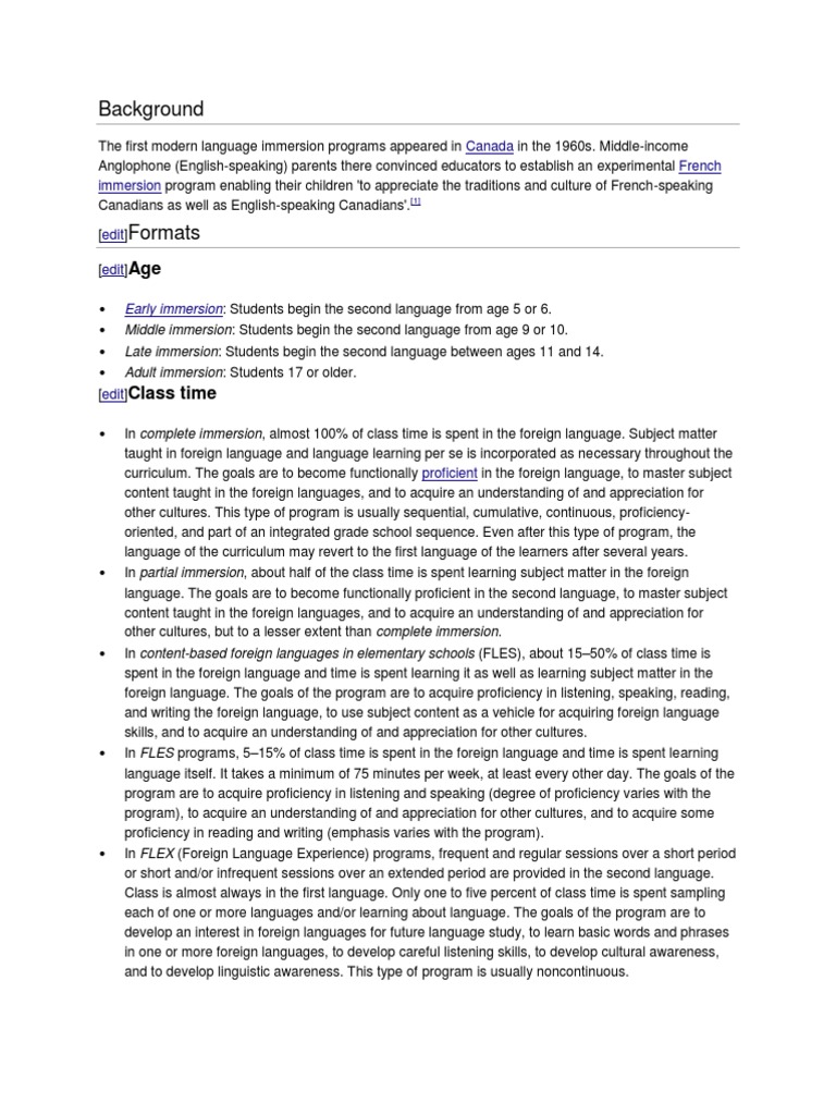 Immersion Method | PDF | Foreign Language | First Language