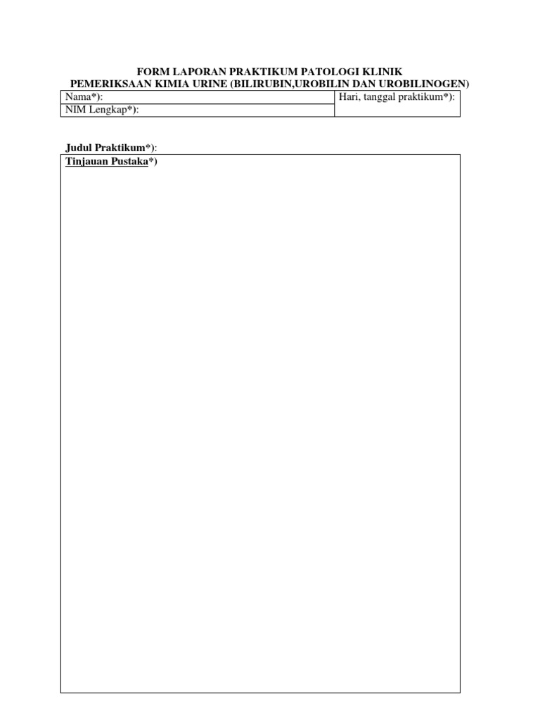 Form Praktikum PK (Pemeriksaan Kimia Urin &darah Samar) | PDF