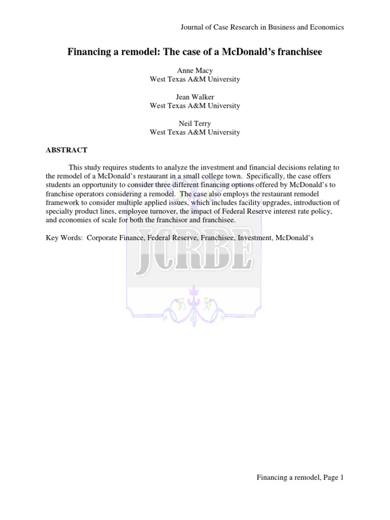 Mcdonald CaseStudy | PDF | Mc Donald's | Franchising