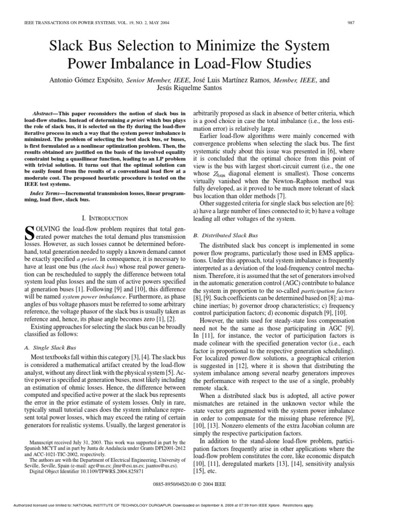 Slack Bus Selection | PDF | Linear Programming | Mathematical Optimization
