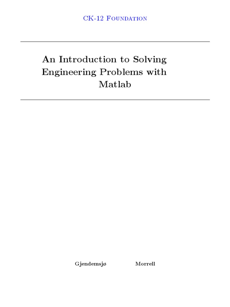 An Introduction To Solving Engineering Problems With Matlab PDF | PDF ...