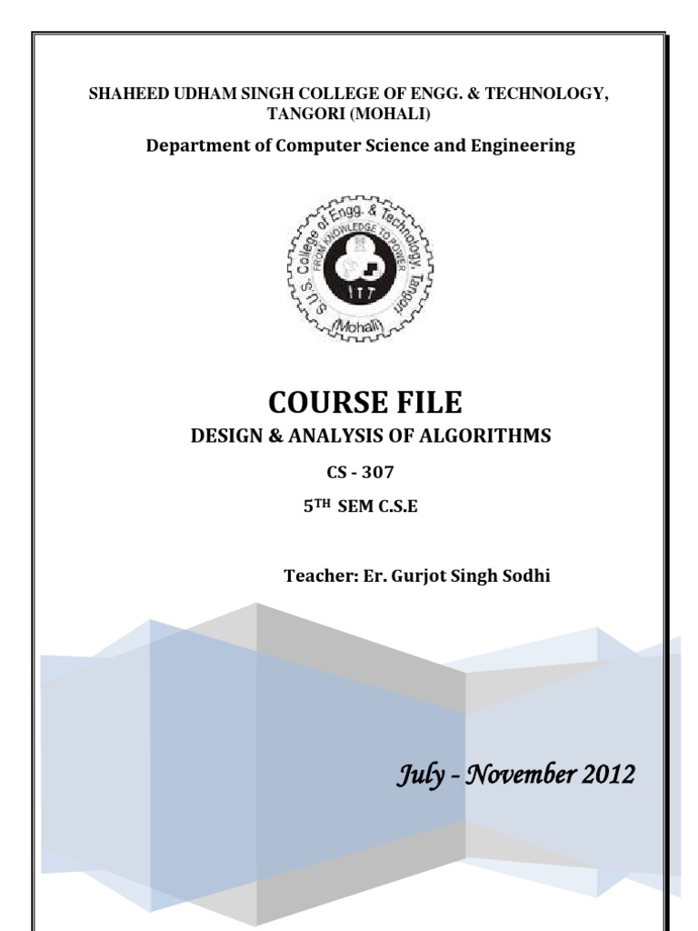 Design & Analysis of Algorithms Course | PDF | Computational Complexity ...
