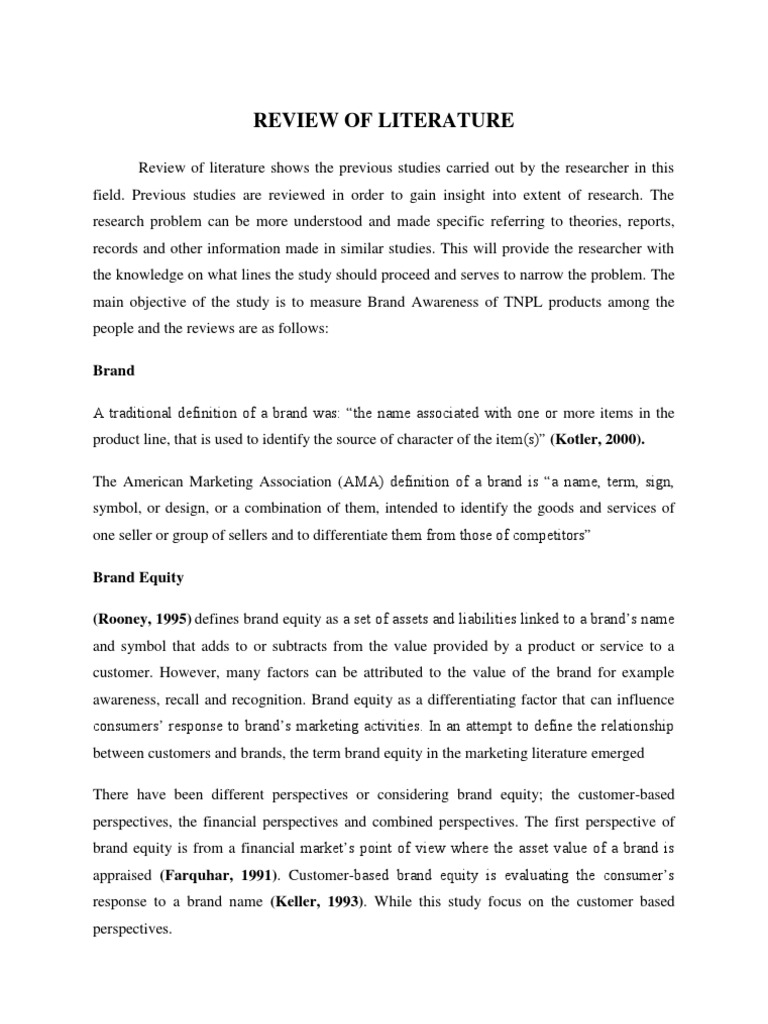 Review of Literature On Brand Awareness | PDF | Brand | Consumer Behaviour