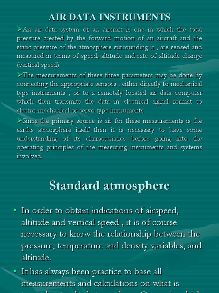 Understanding Air Data Instruments: Measuring Airspeed, Altitude, and ...