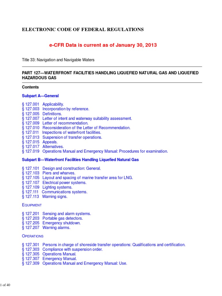 33 CFR Part 127 - Waterfront Facilities Handling Liquefied Natural Gas ...