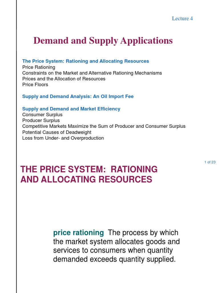 Lecture On Demand and Supply Applications | PDF | Economic Surplus ...