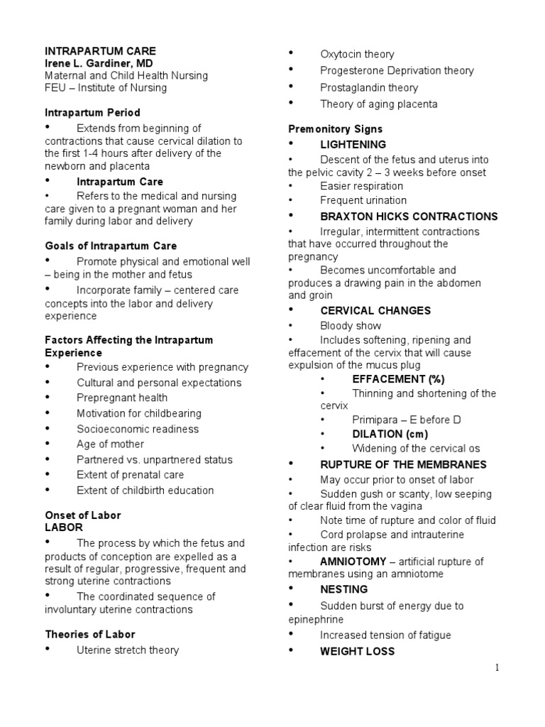 Intrapartum Care Notes | Childbirth (286 views)