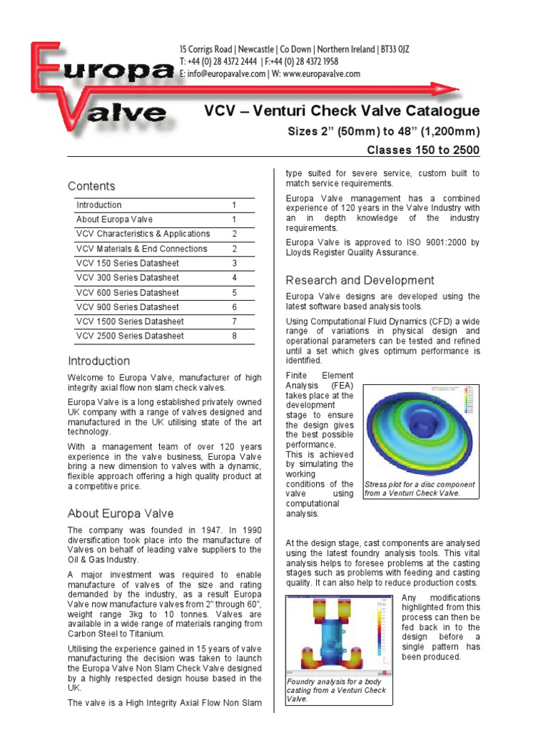 Europa Valve Non Slam Check Valves | PDF | Valve | Finite Element Method
