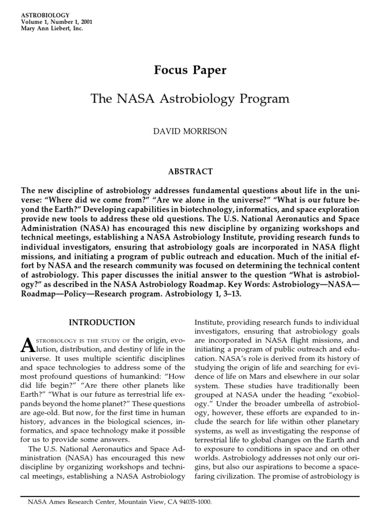 NASA Astrobiology Program | PDF | Astrobiology | Planetary Habitability