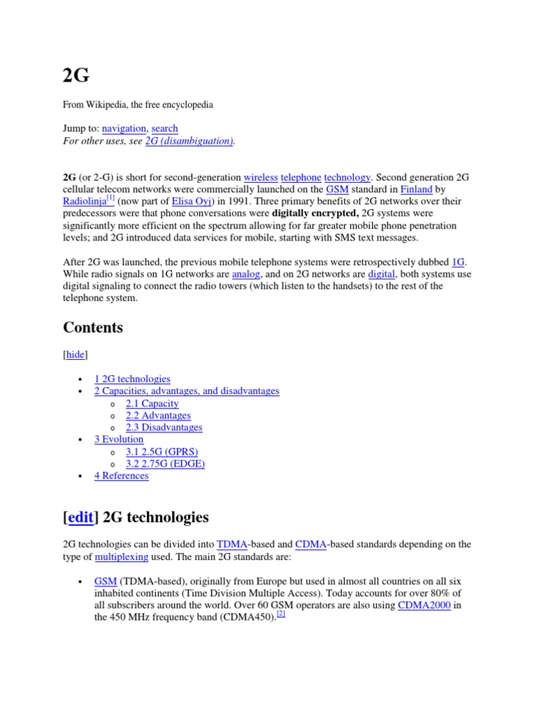 An Overview of 2G Mobile Telephony: The Second Generation of Wireless ...