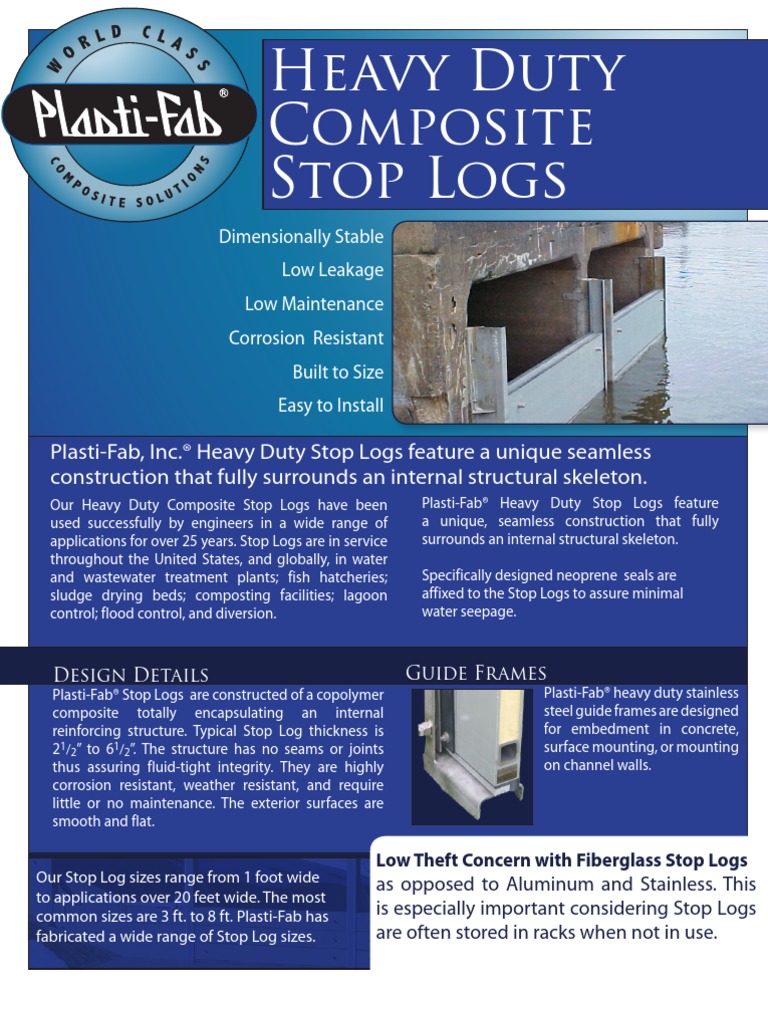 Plasti-Fab, Inc. Composite Stop Log Brochure | Stainless Steel | Fibre ...