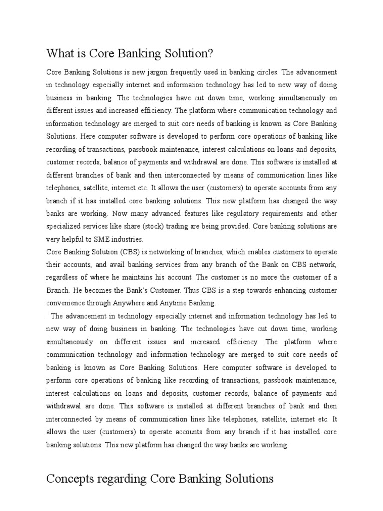 Core Banking System in SBI | PDF
