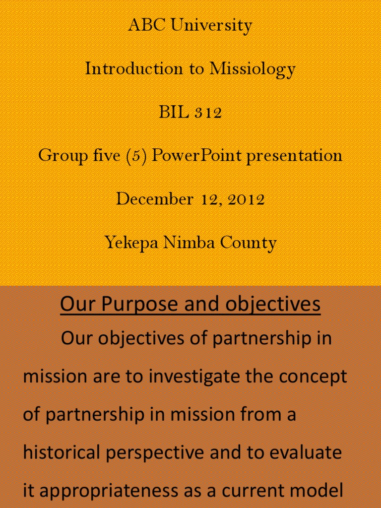 Abc University Introduction To Missiology Bil 312 Group Five (5 ...