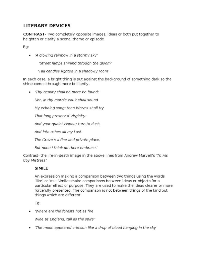 Literary Devices: CONTRAST-Two Completely Opposite Images, Ideas or ...