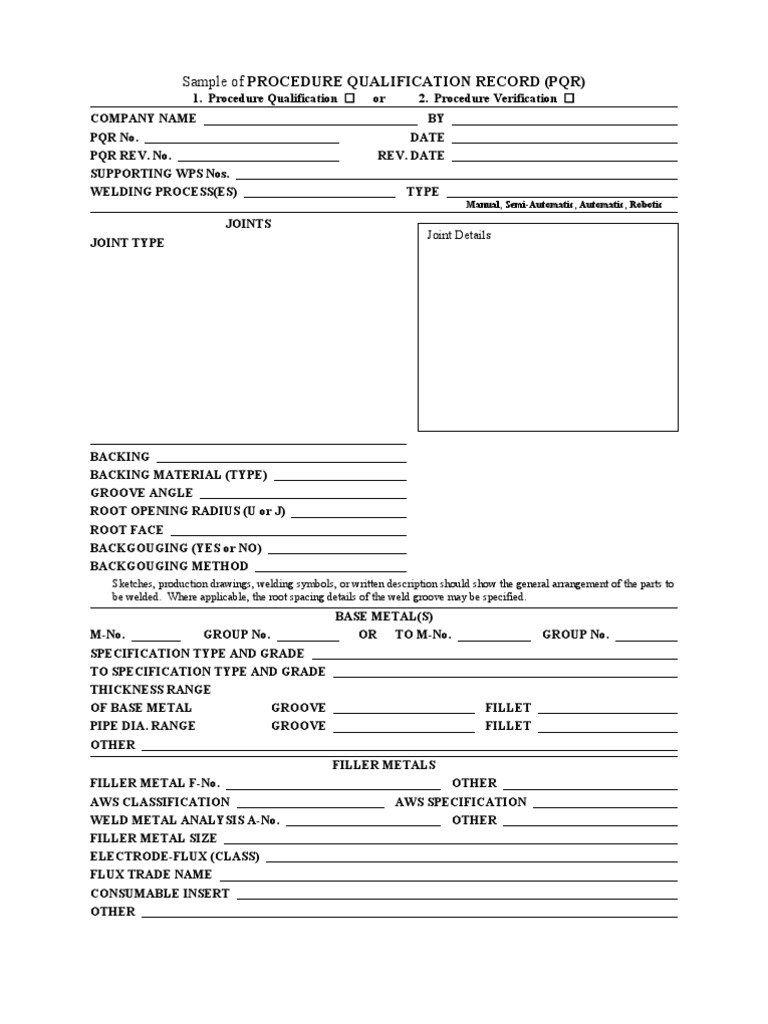 Sample of Procedure Qualification Record (PQR) : Joint Details | PDF