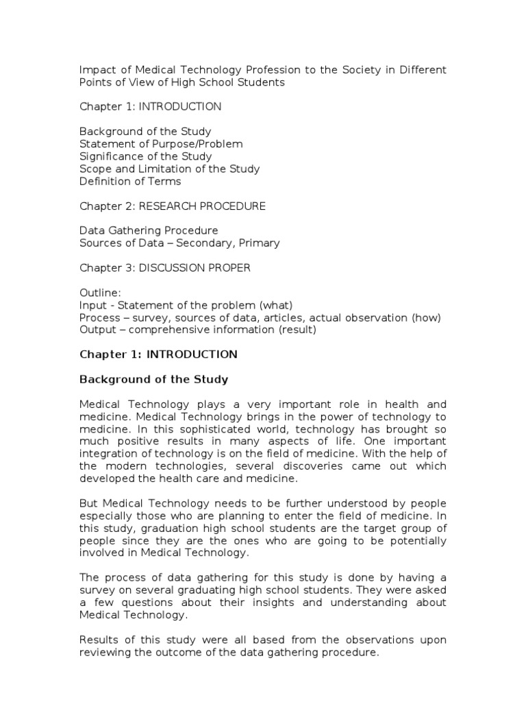 Chapter 1: INTRODUCTION Background of The Study | PDF | Medicine ...
