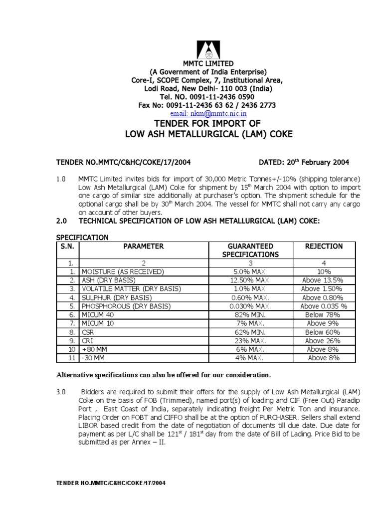 Mmtc Demurrage | Arbitral Tribunal | Invoice