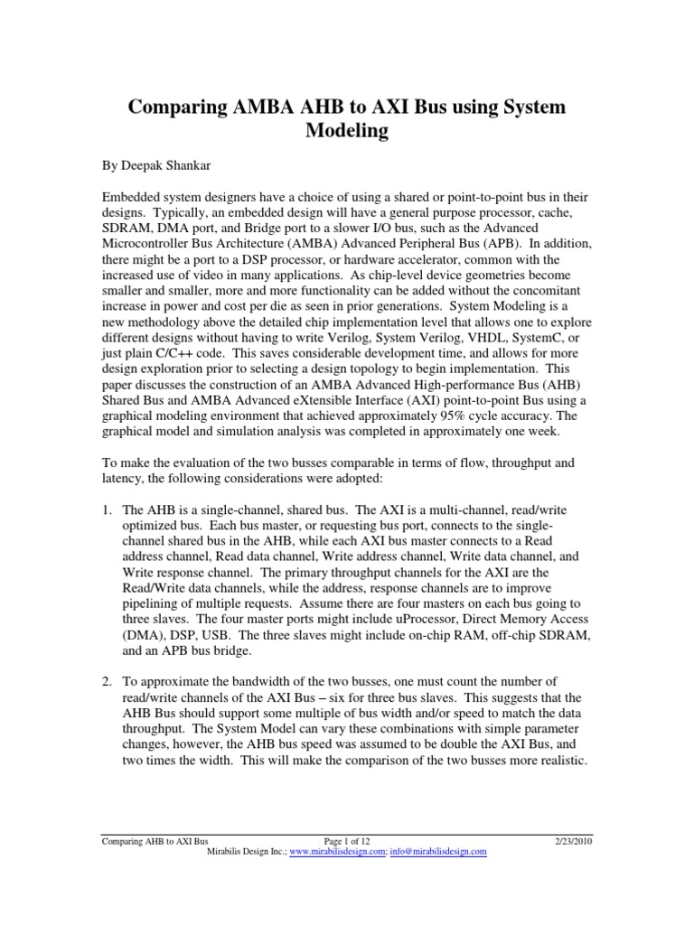 Comparing AHB and AXI Bus Performance Using System Modeling | PDF | Random Access Memory ...
