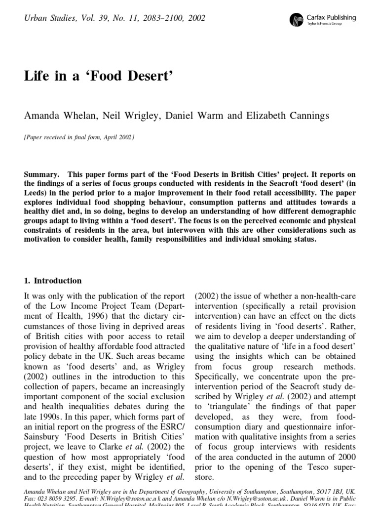 Life in a Food Desert: Seacroft Study | PDF | Focus Group | Retail